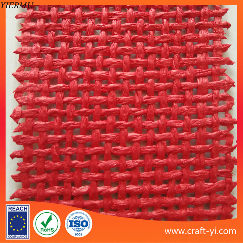 natural straw fabric textile woven Fabrics made from paper wire in red ...