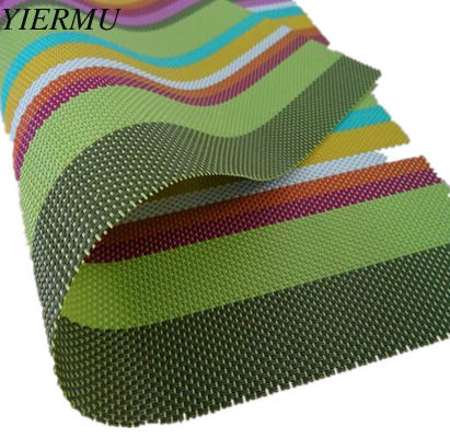 Blue With White Color Stripe 2x1 Textilene Mesh Fabric For Outdoor ...